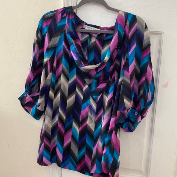 Trina Turk | Tops | Trina Turk Pattern Cow Neck Blouse | Poshmark